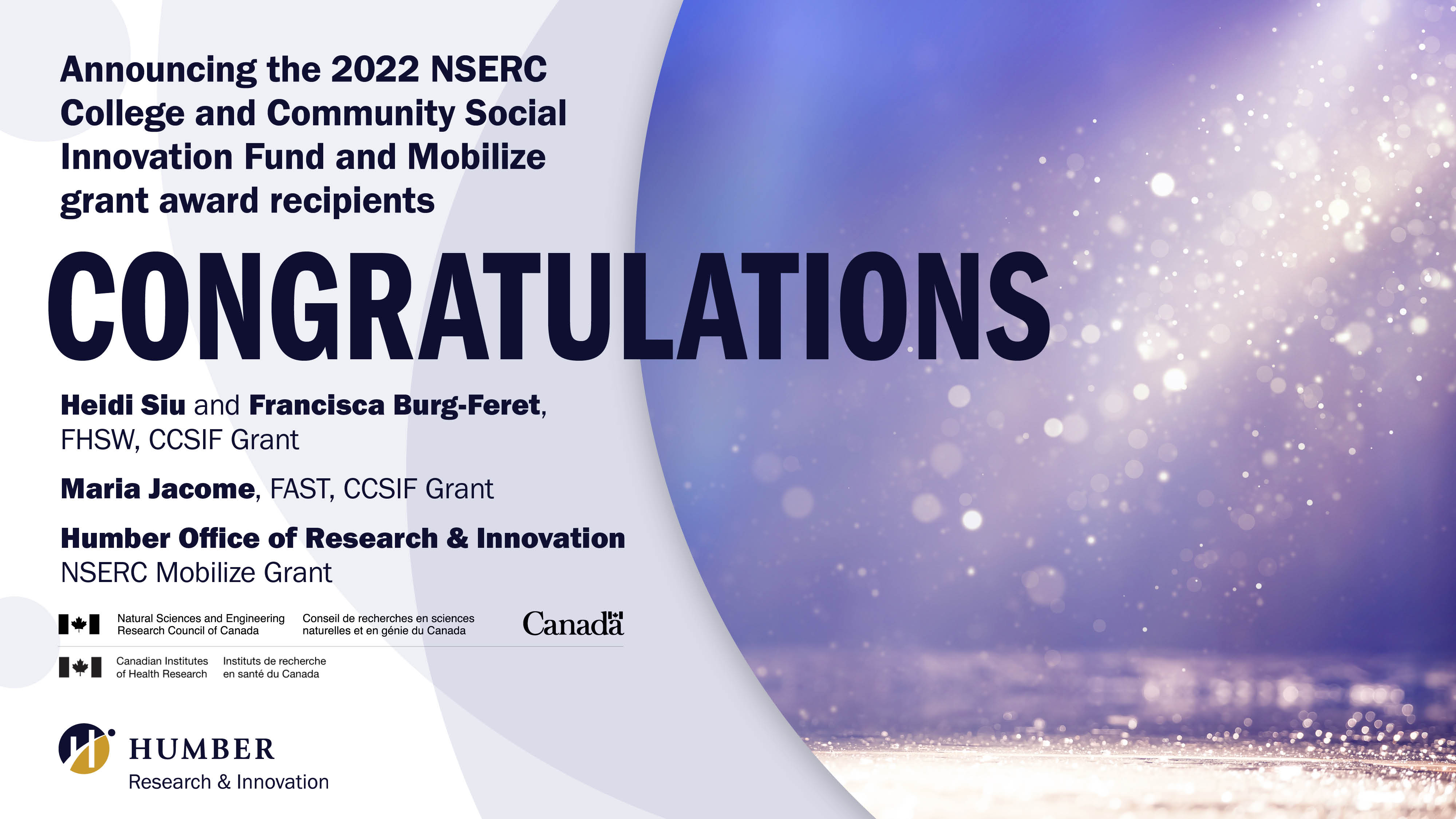 2022 College and Community Innovation Program Award Recipients | Humber Communiqué